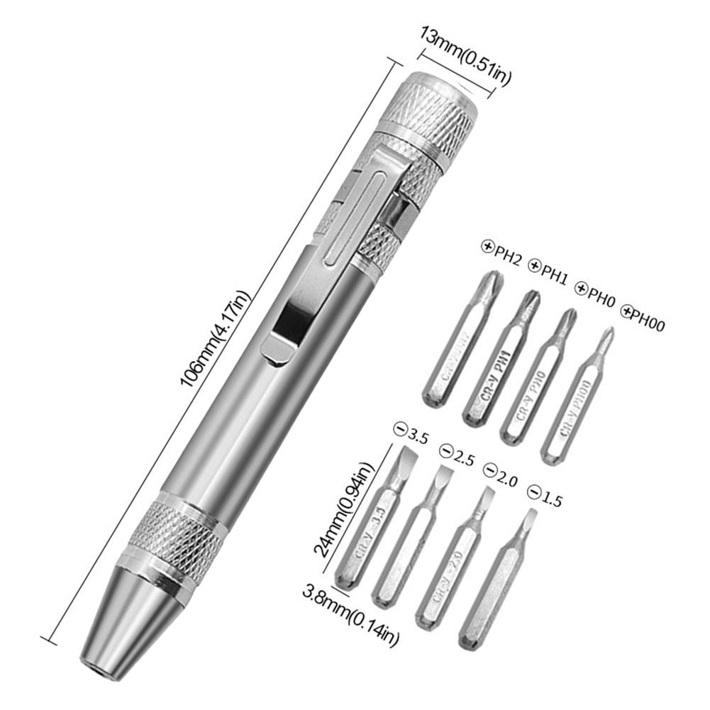 Pocket Screwdriver Pen Kit Multifunction 8 In -1 Mini Precision- Pen ...