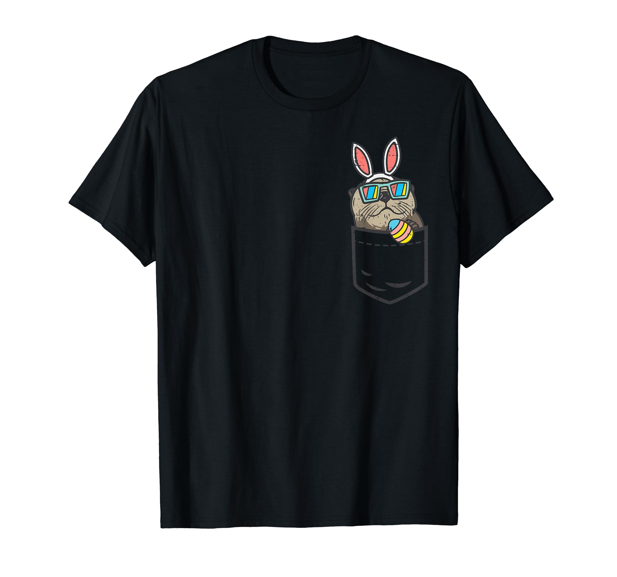 Pocket Sea Otter Bunny Ears Glasses Egg Easter Animal Lover T-Shirt ...