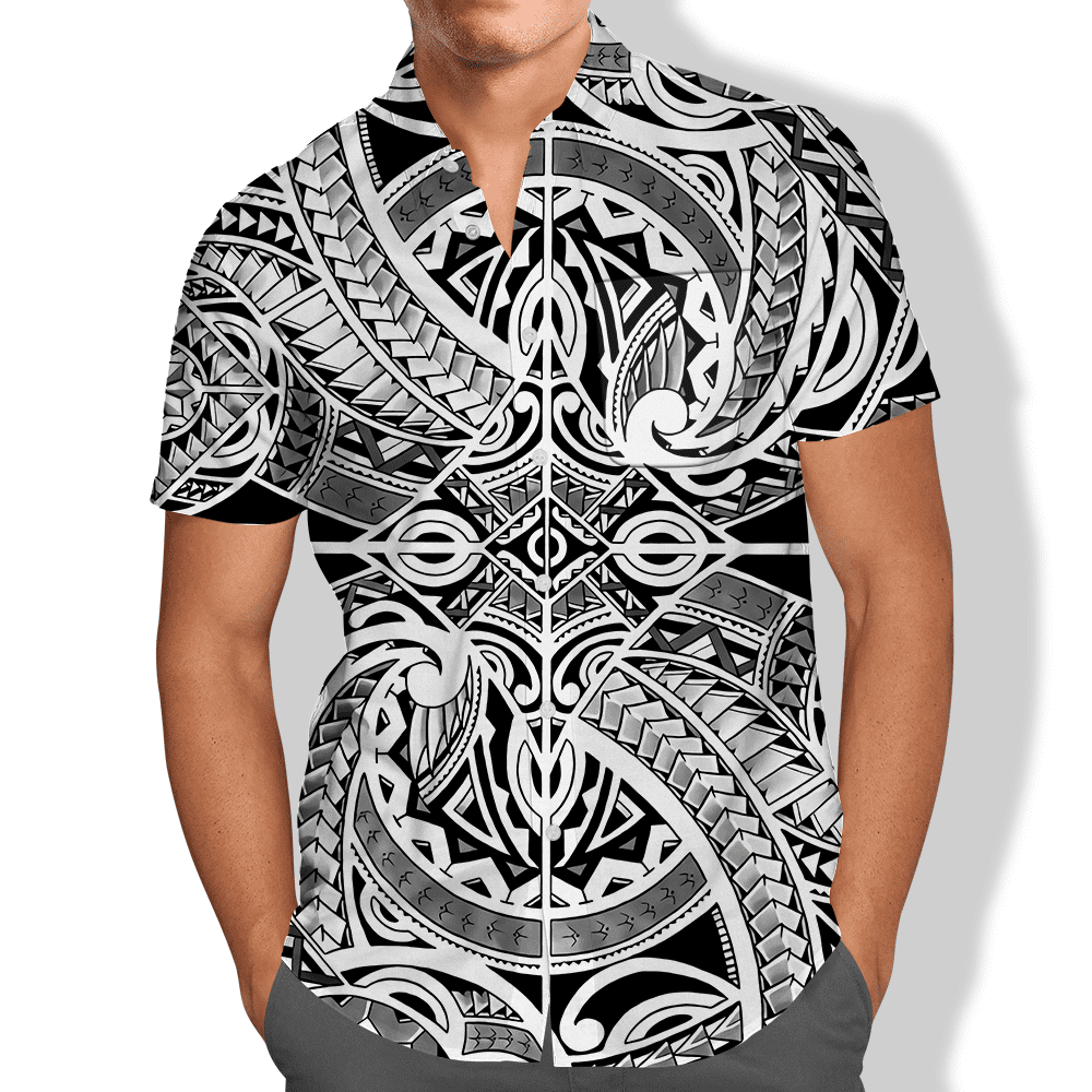 Pocket Shirt Leisure Island Dress Polynesian Samoan Puletasi Viking Costume Stretch Classics ...