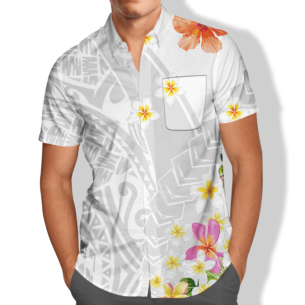 Pocket Short Sleeve Samoan Puletasi Vintage Polynesian Tribal Print ...