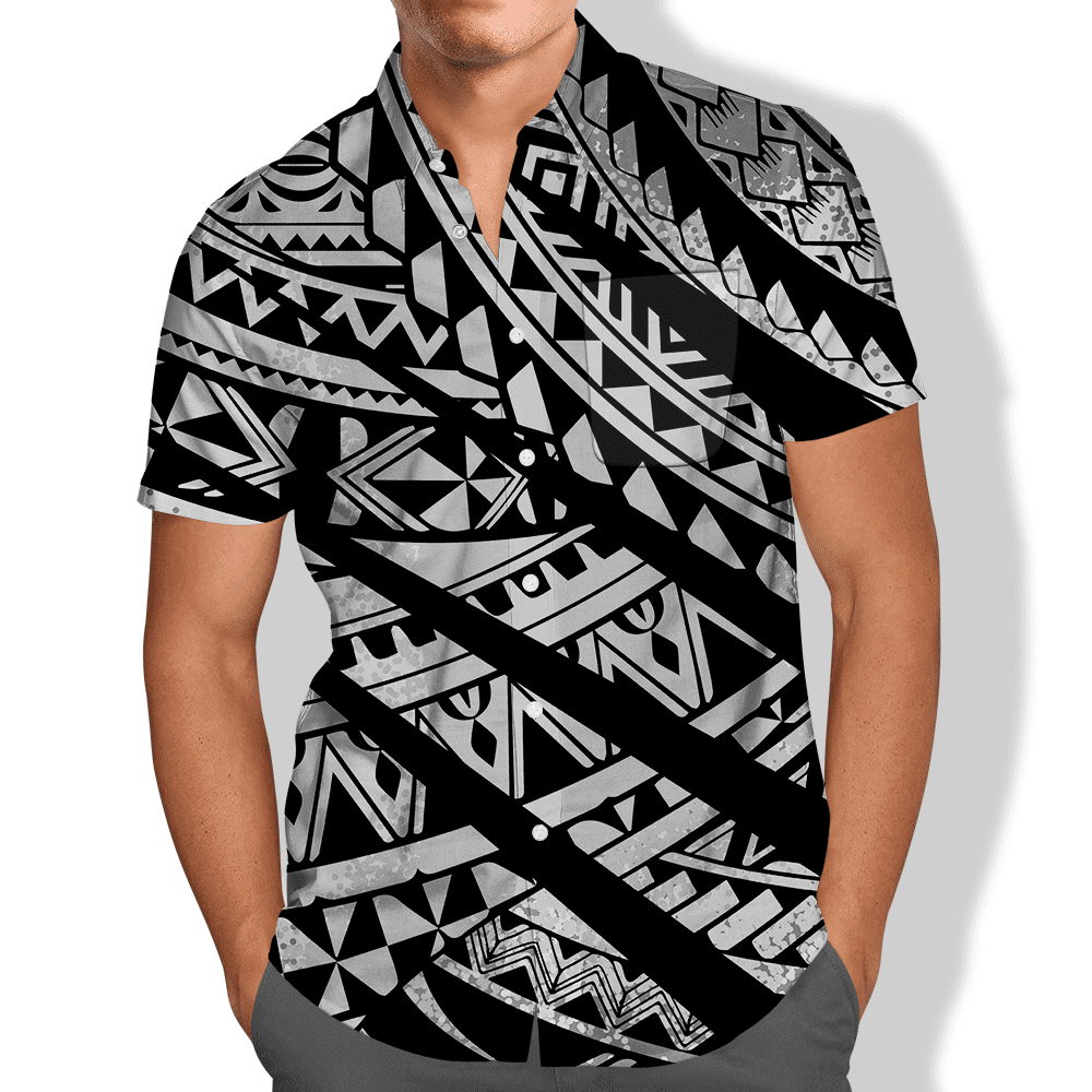 Pocket Short Sleeve Samoan Puletasi Vintage Polynesian Tribal Print ...
