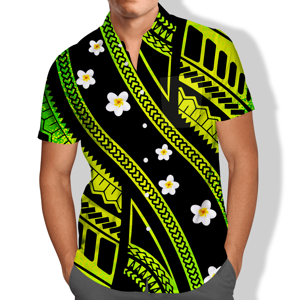 Pocket Short Sleeve Samoan Puletasi Vintage Polynesian Tribal Print ...