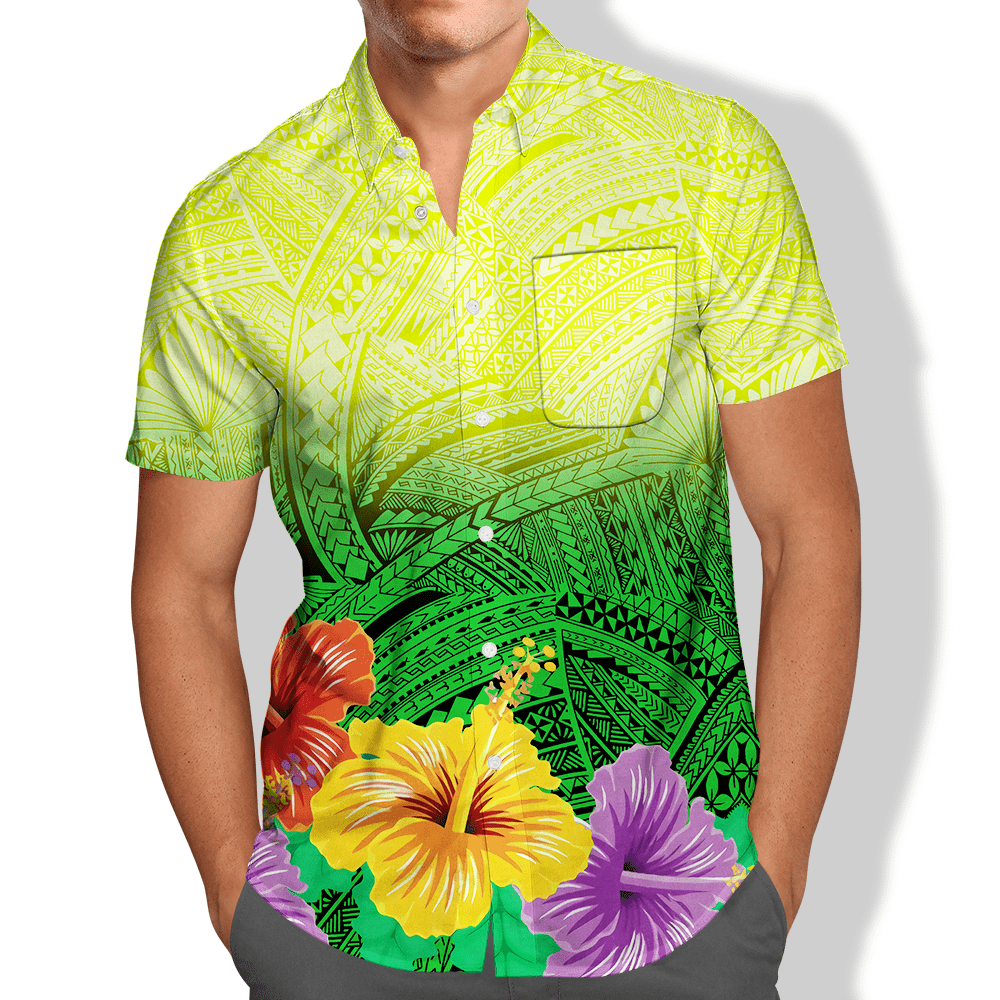 Pocket Short Sleeve Samoan Puletasi Vintage Polynesian Tribal Print ...