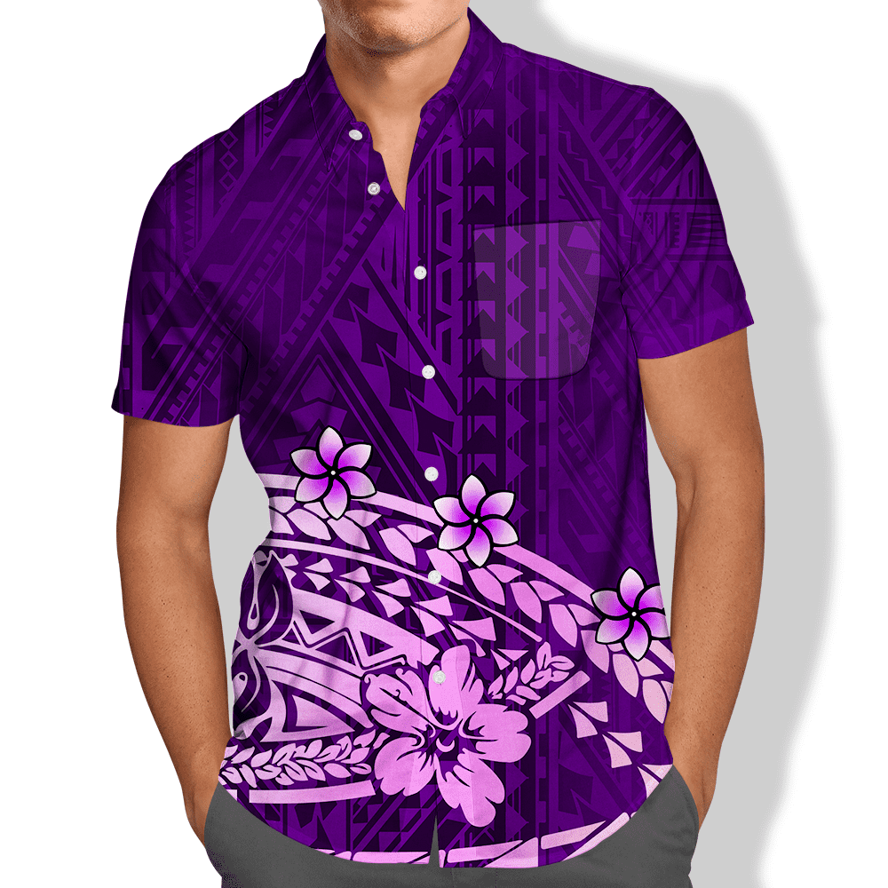 Pocket Short Sleeve Samoan Puletasi Vintage Polynesian Tribal Print ...
