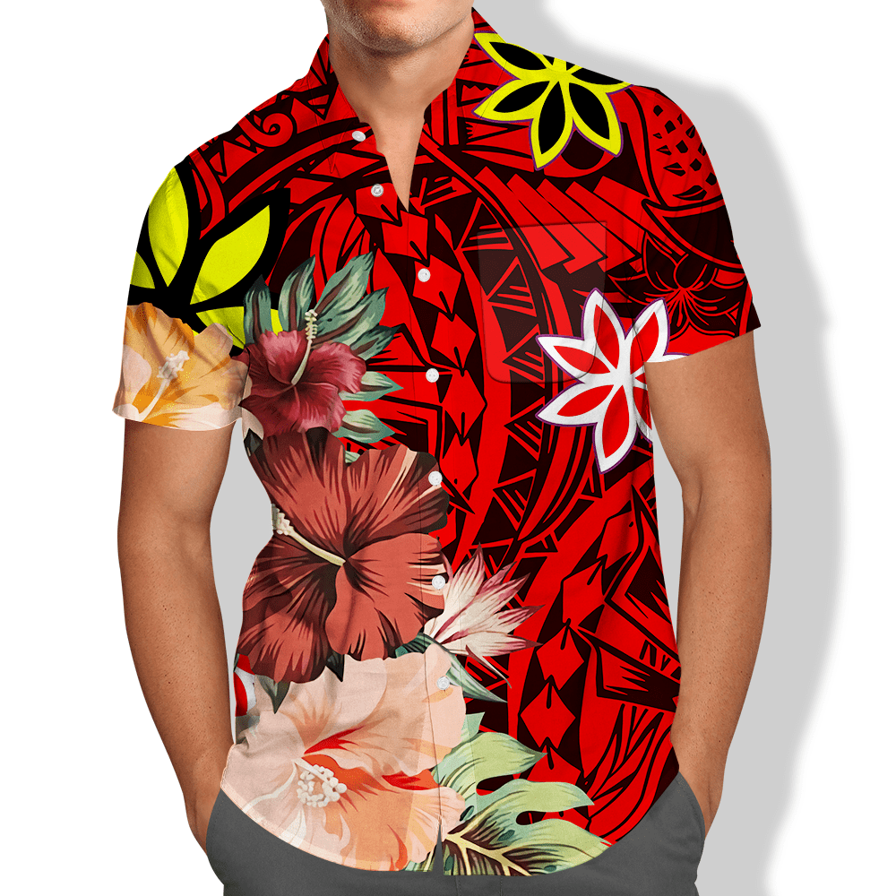Pocket Short Sleeve Samoan Puletasi Vintage Polynesian Tribal Print ...