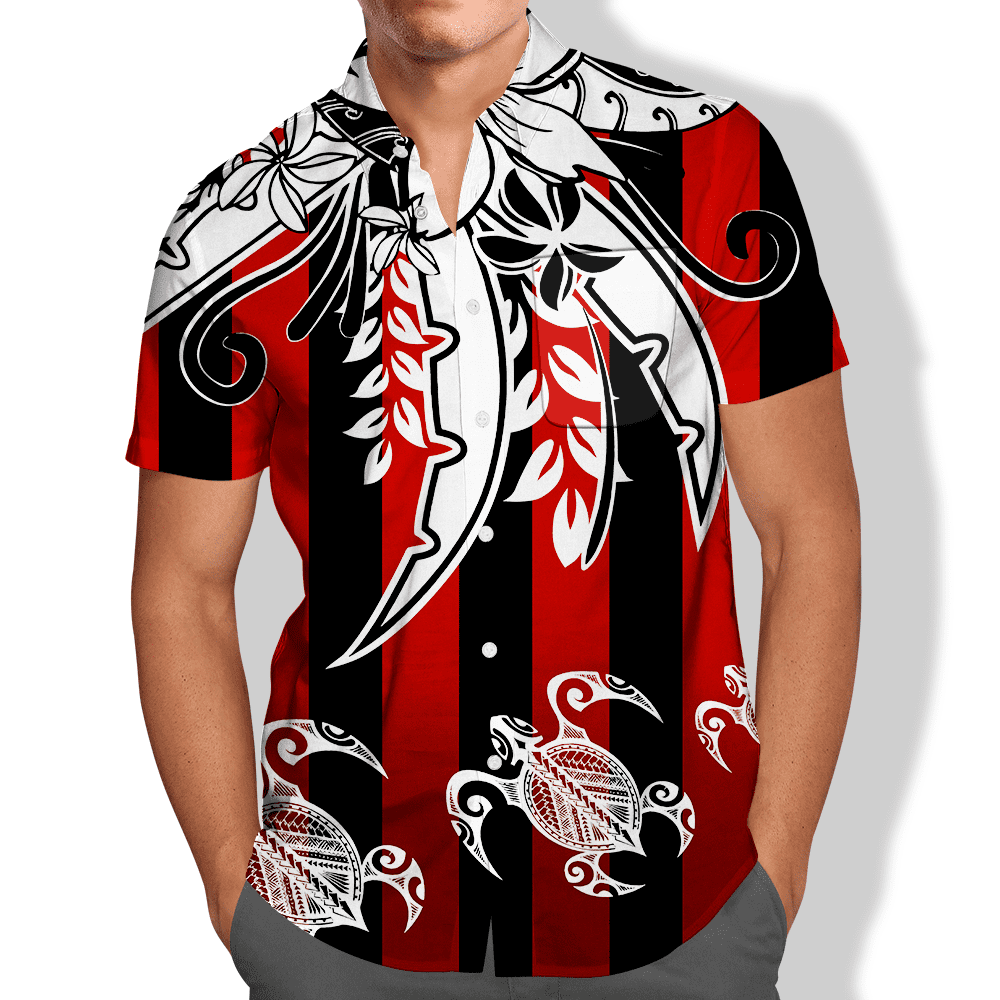 Pocket Short Sleeve Samoan Puletasi Vintage Polynesian Tribal Print ...