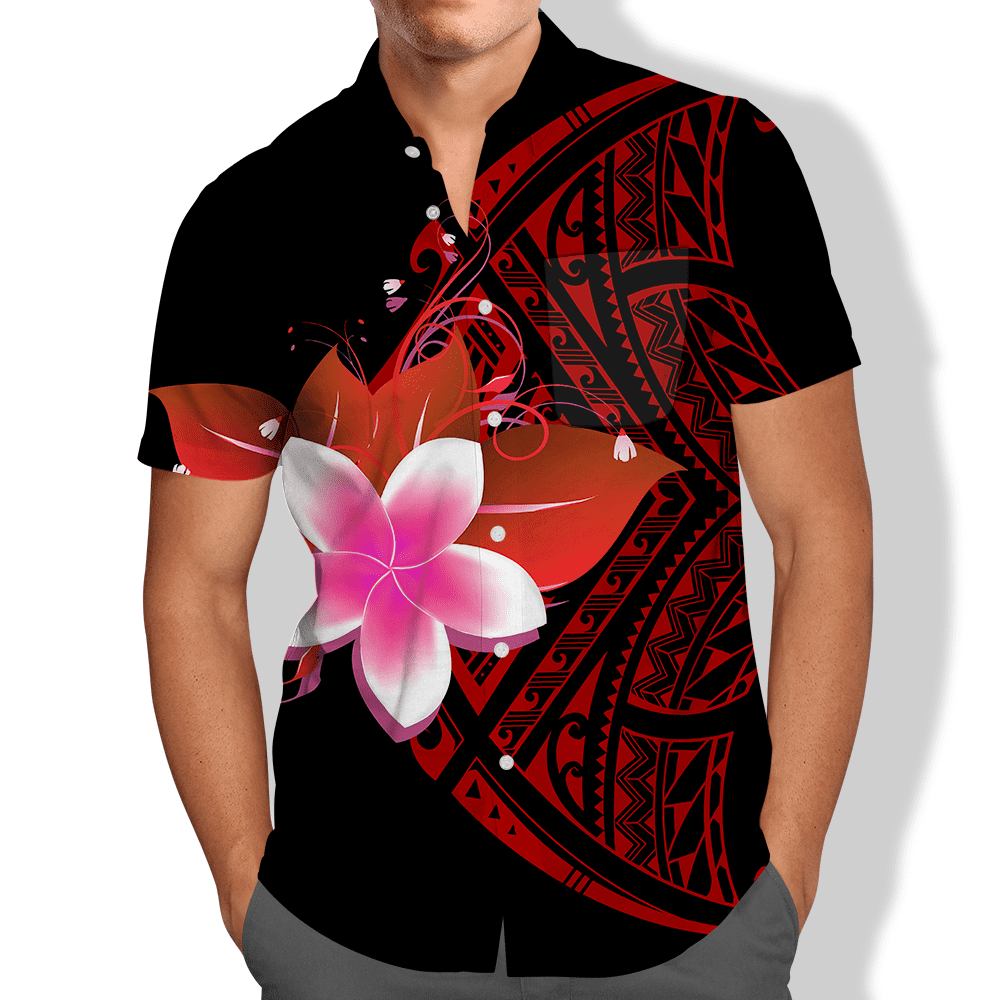 Pocket Short Sleeve Shirt Men Black and White Polynesian Tribal ...