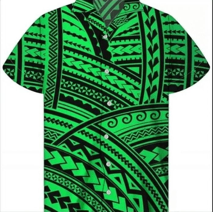 Pocket Short Sleeve Shirt Men Black and White Polynesian Tribal ...