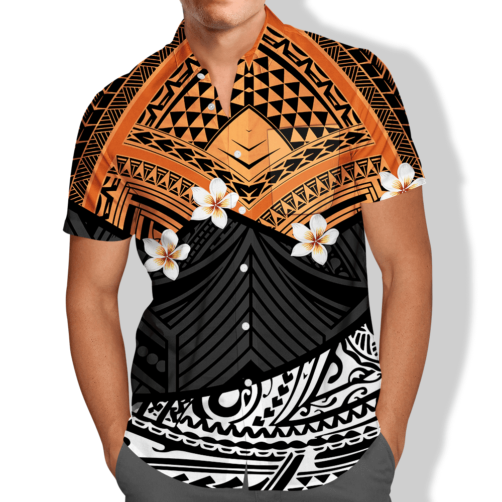 Pocket Short Sleeve Shirt Men Black and White Polynesian Tribal ...