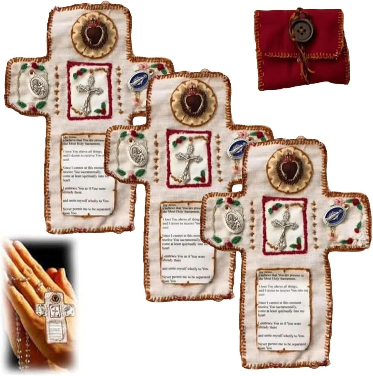 Pocket Shrine with Silver Cross Included Inside,Pocket Shrine Catholic ...