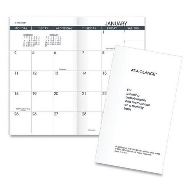 Pocket Size Monthly Planner Refill, 6 x 3.5, White Sheets, 13-Month ...