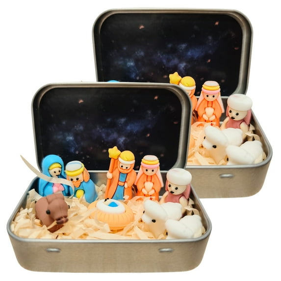 Pocket Sized Christmas Bethlehem Scene Ornament Handcrafted PVC Design ...