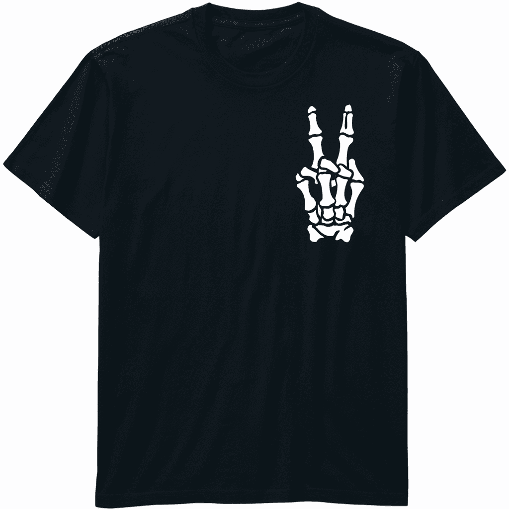 Pocket Skeleton Hand Peace Sign Halloween Hippie T-Shirt - Walmart.com
