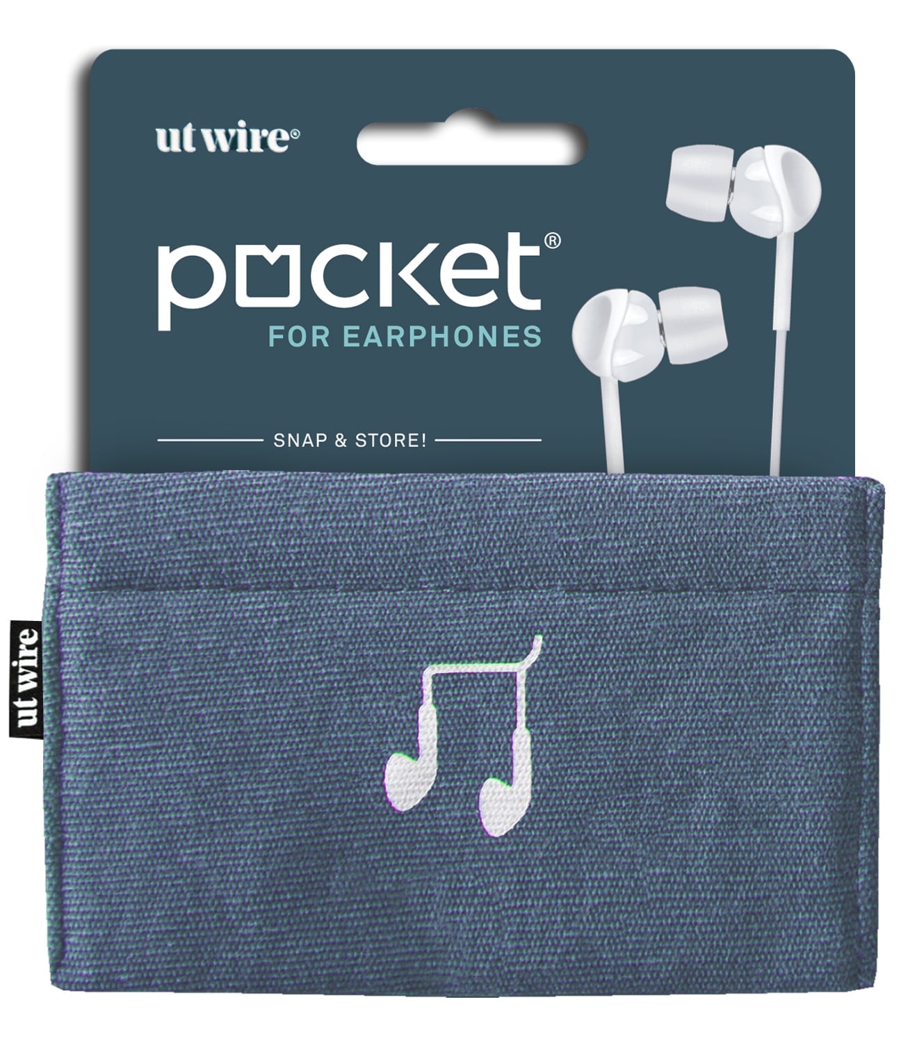 Pocket Snap & Store Earphone Case Pouch, Slate Blue with Solid Grey ...