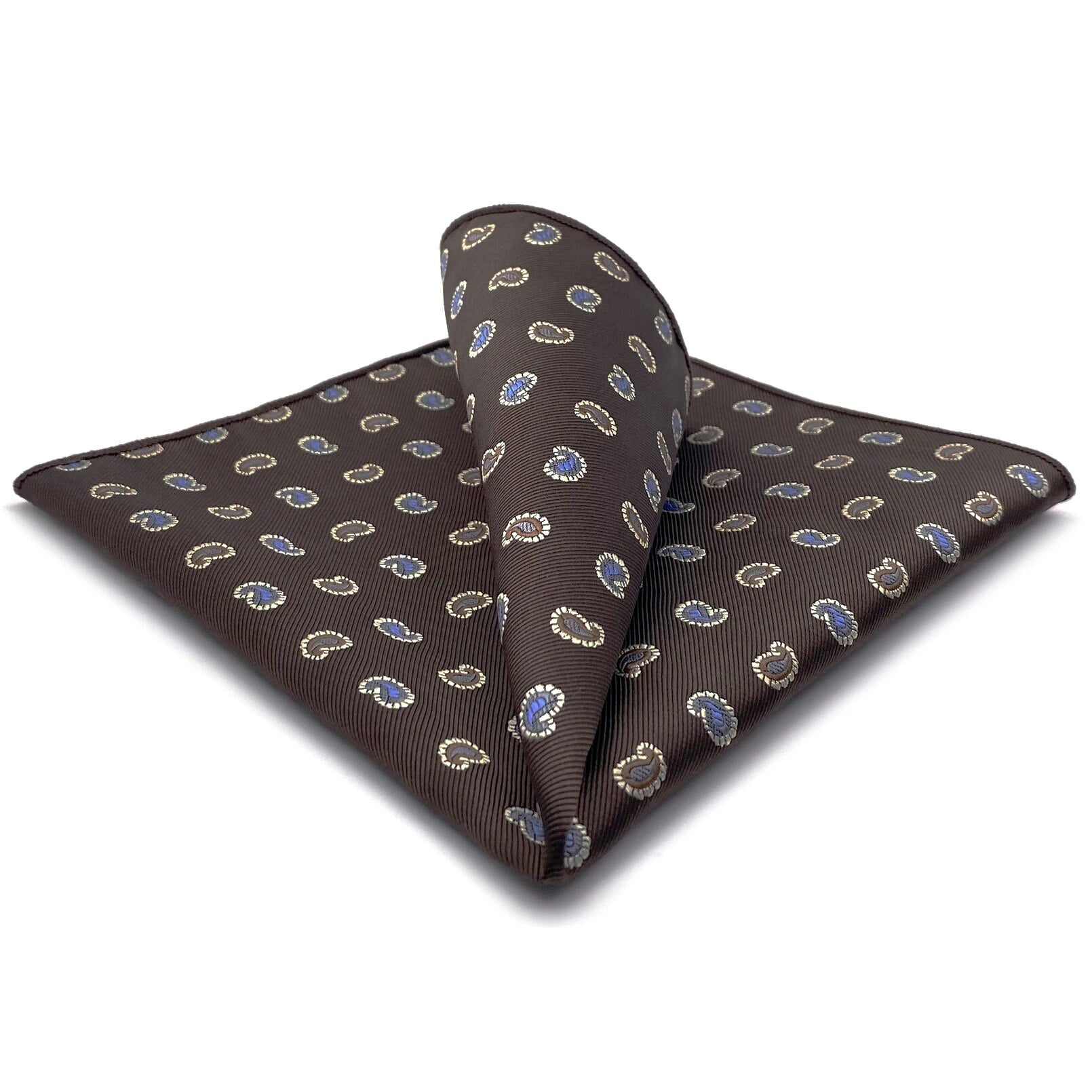 Pocket Square for Men Suits Brown Paisley Blue Yellow Elegant ...