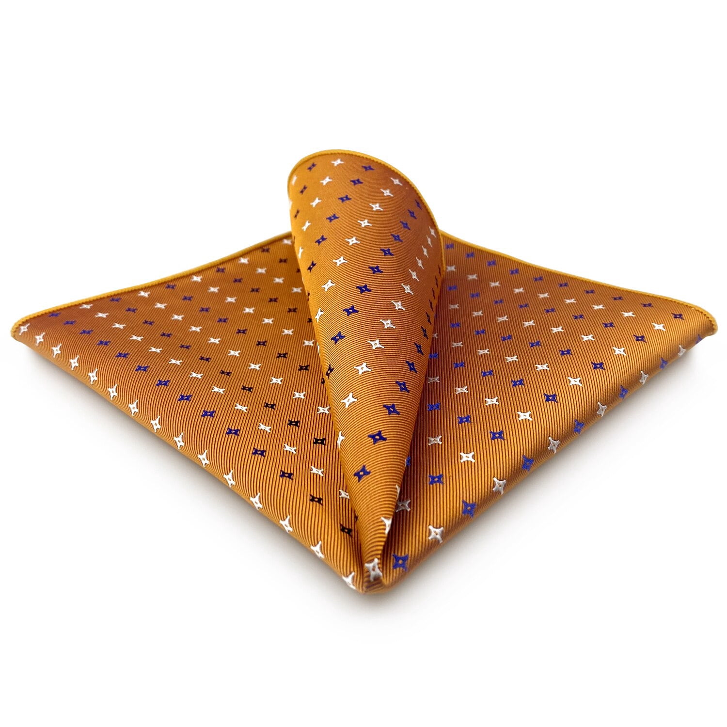 Pocket Squares for Men Orange with Blue White Dots Color Edge for Suit ...