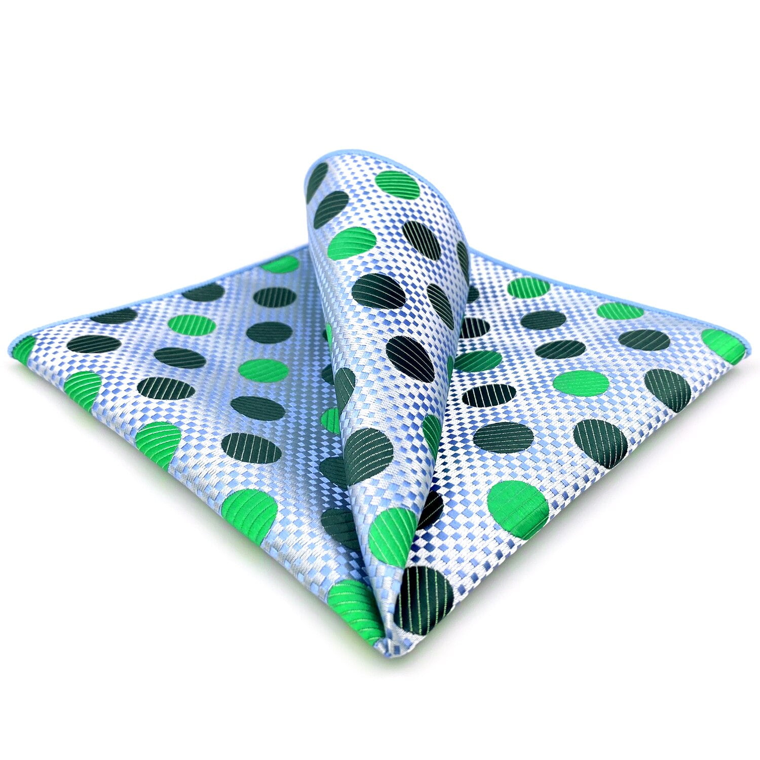 Pocket Squares for Men Polka Dots Emerald Green Silver Blue Color Edge ...