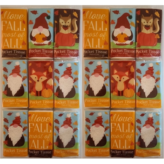 Pocket Tissues featuring Fall, Harvest Designs Gnomes Pumpkins Leaves ...