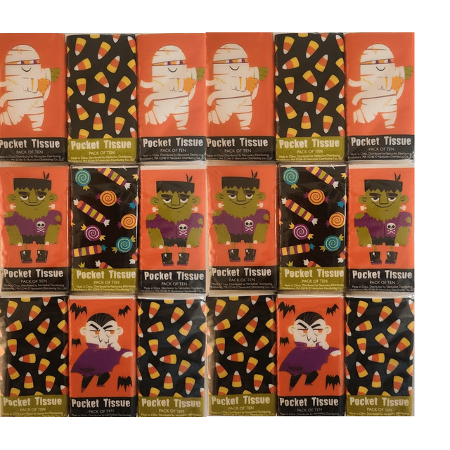 Pocket Tissues featuring Halloween Designs Candy Corn Vampire Mummy ...