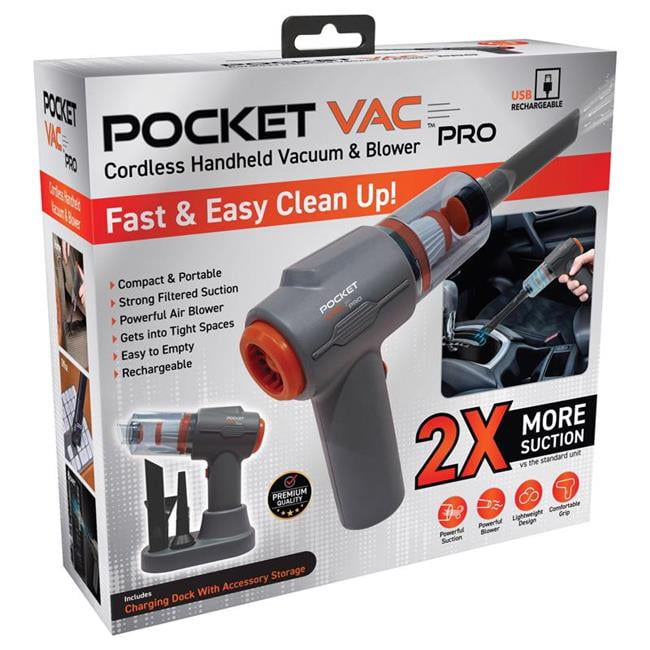 Pocket Vac Pro 6086304 Bagged Cordless Hepa Filter Hand Vacuum, Gray - Walmart.com