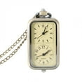 Pocket Watch Bronze Vintage Dual Double Time Zone Movement Necklace, WP ...