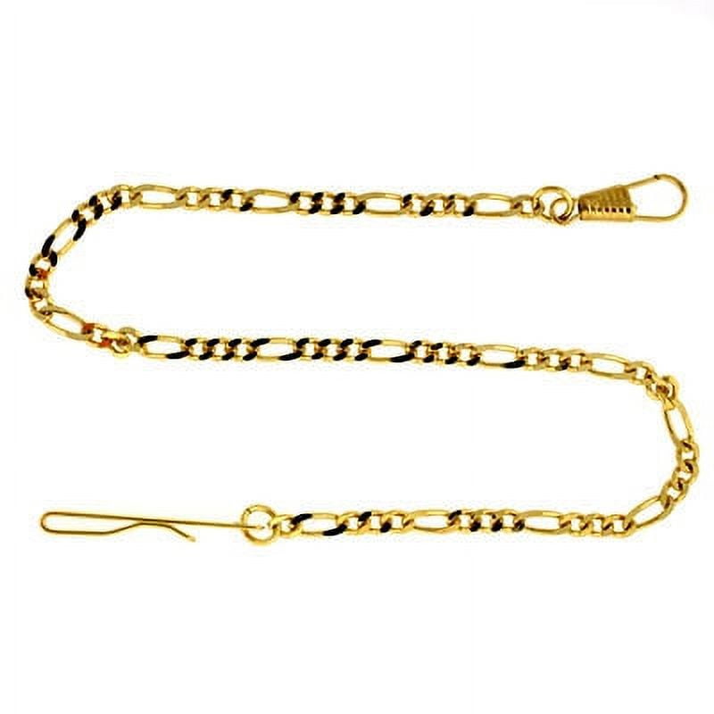 Pocket Watch Chain Fob Figaro Link Design Gold-Tone 14" - Clip End ...