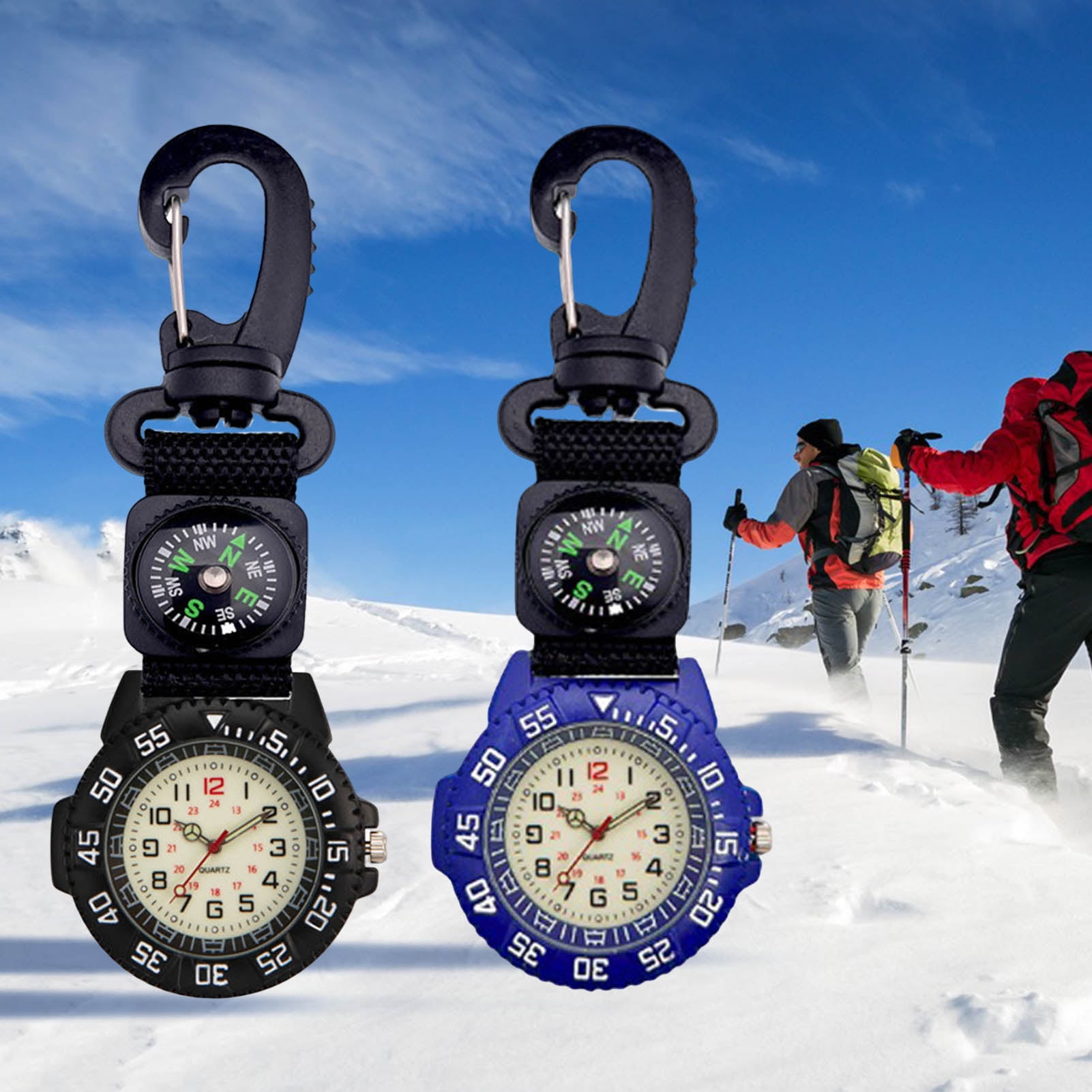 Pocket Watch Luminous Quartz Movement Digital Display Accurate Compass ...