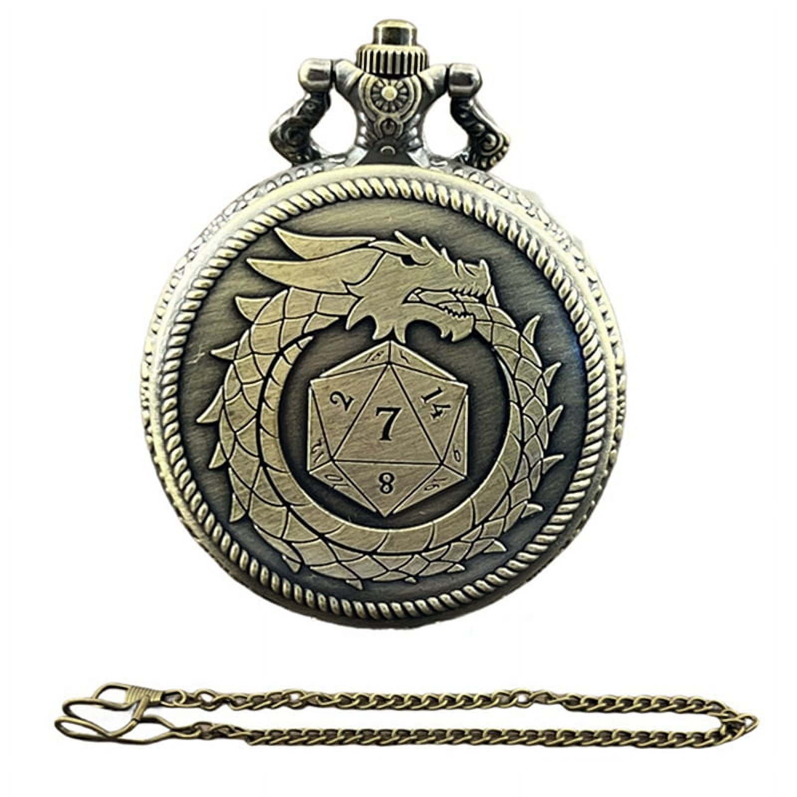Pocket Watch and Mini Metal Multi-Sided Dice Set Board Game Cool Table ...