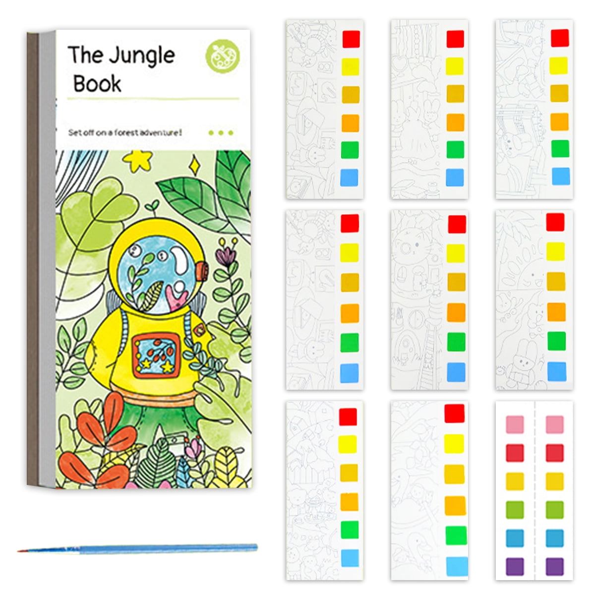 Pocket Watercolor Painting Book with Brush 6 Colors 20 Pages Watercolor ...