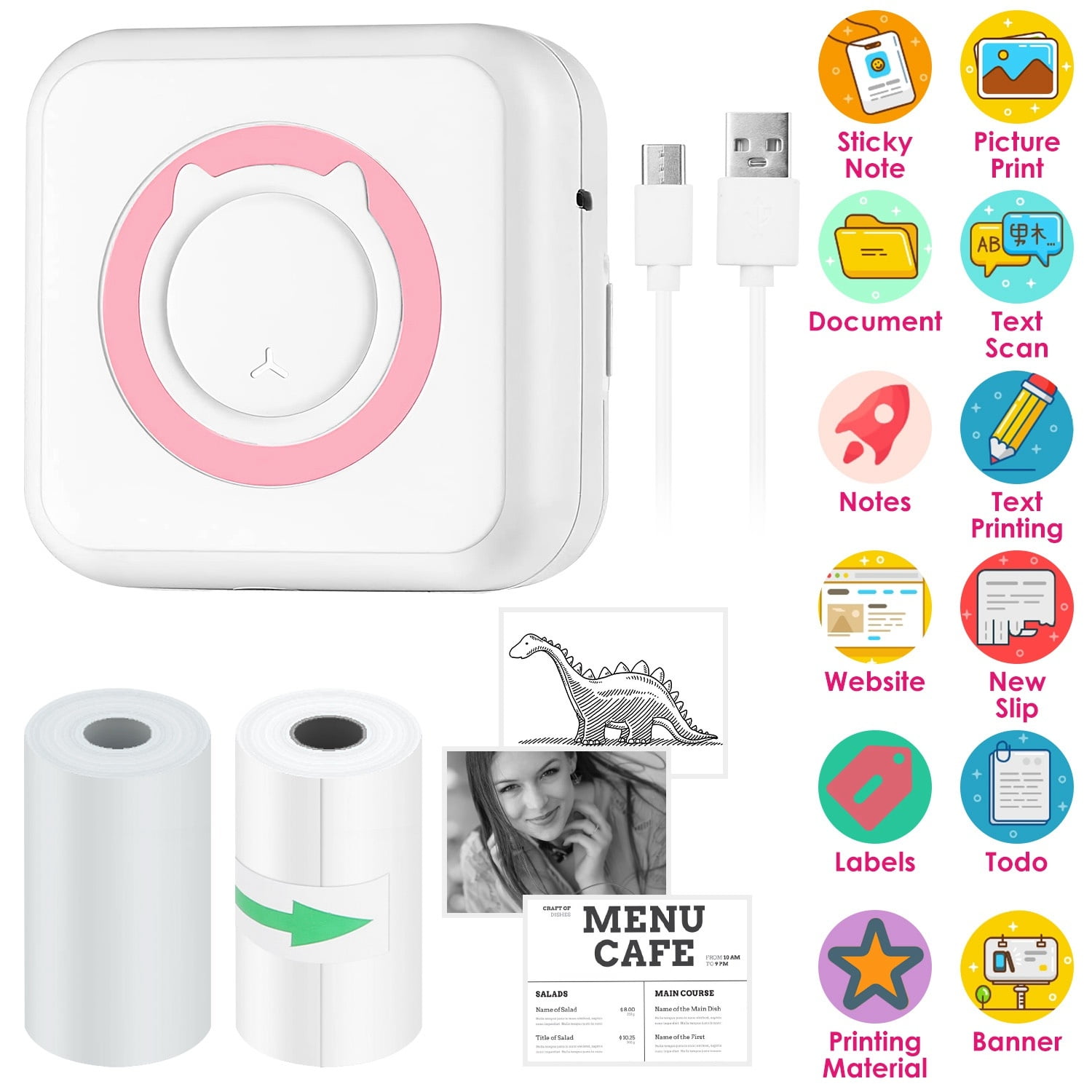 Pocket Wireless Thermal Printer Portable Mini Sticker Maker Machine ...