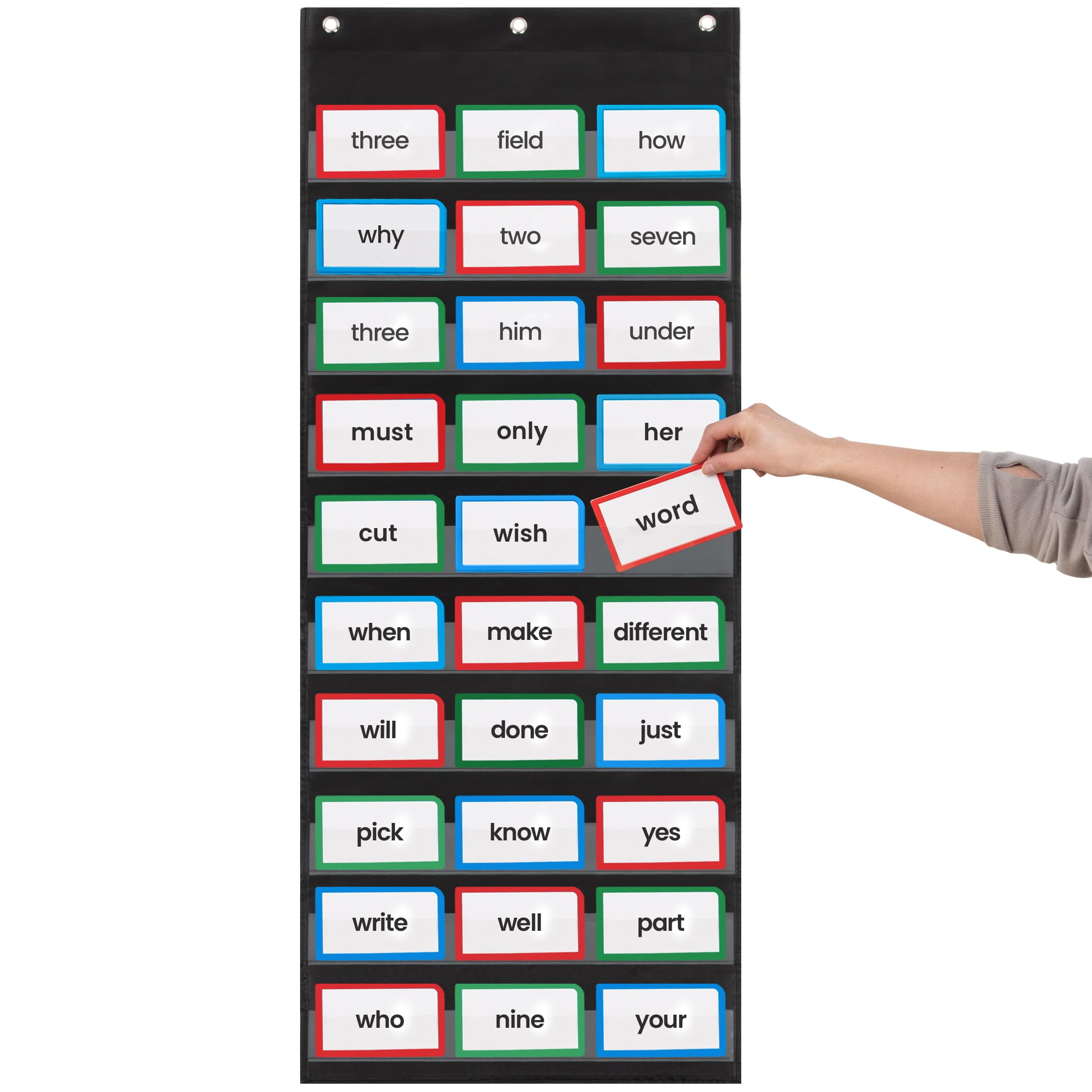 Pocket chart for classroom, 17x44 inches large black pocket chart for ...
