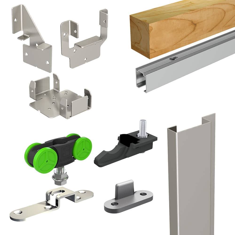 Pocket door hardware kit with 64-inch track for 1 door up to 7 ft ...