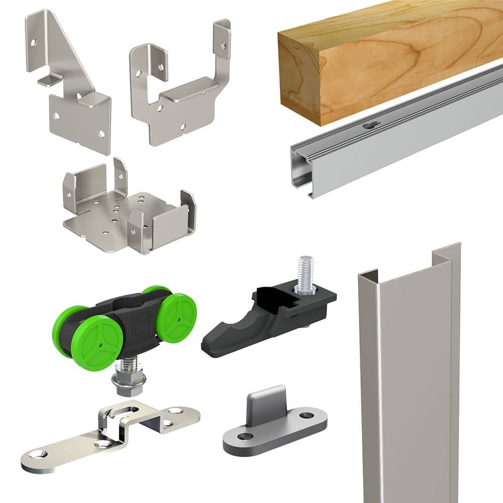 Pocket door hardware kit with 66-inch track for 1 door up to 8 ft ...