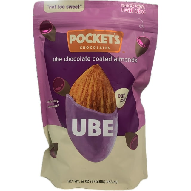 Pocket's Chocolates Ube Chocolate Coated Almonds Oat Milk 16 OZ (453.6g ...