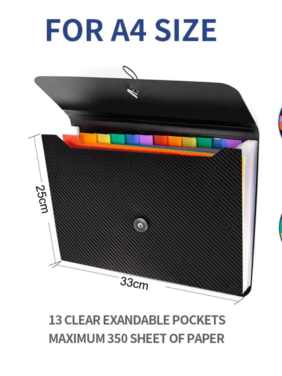 Pockets Accordion File Holder Organizer, A4 Letter Size Paper Document ...
