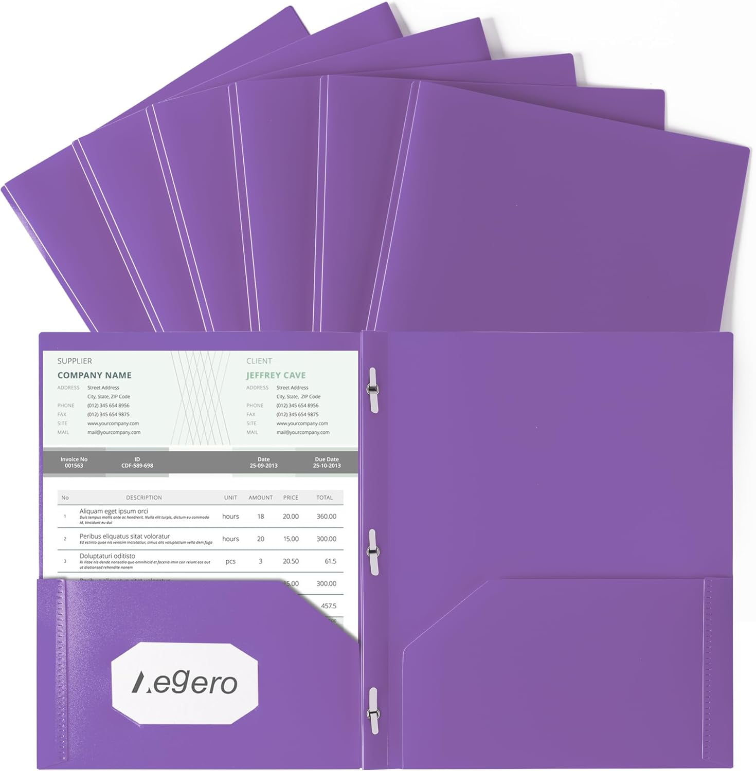 with Pockets and Prong with Fasteners (6 Pack, Assorted Colors),Durable ...