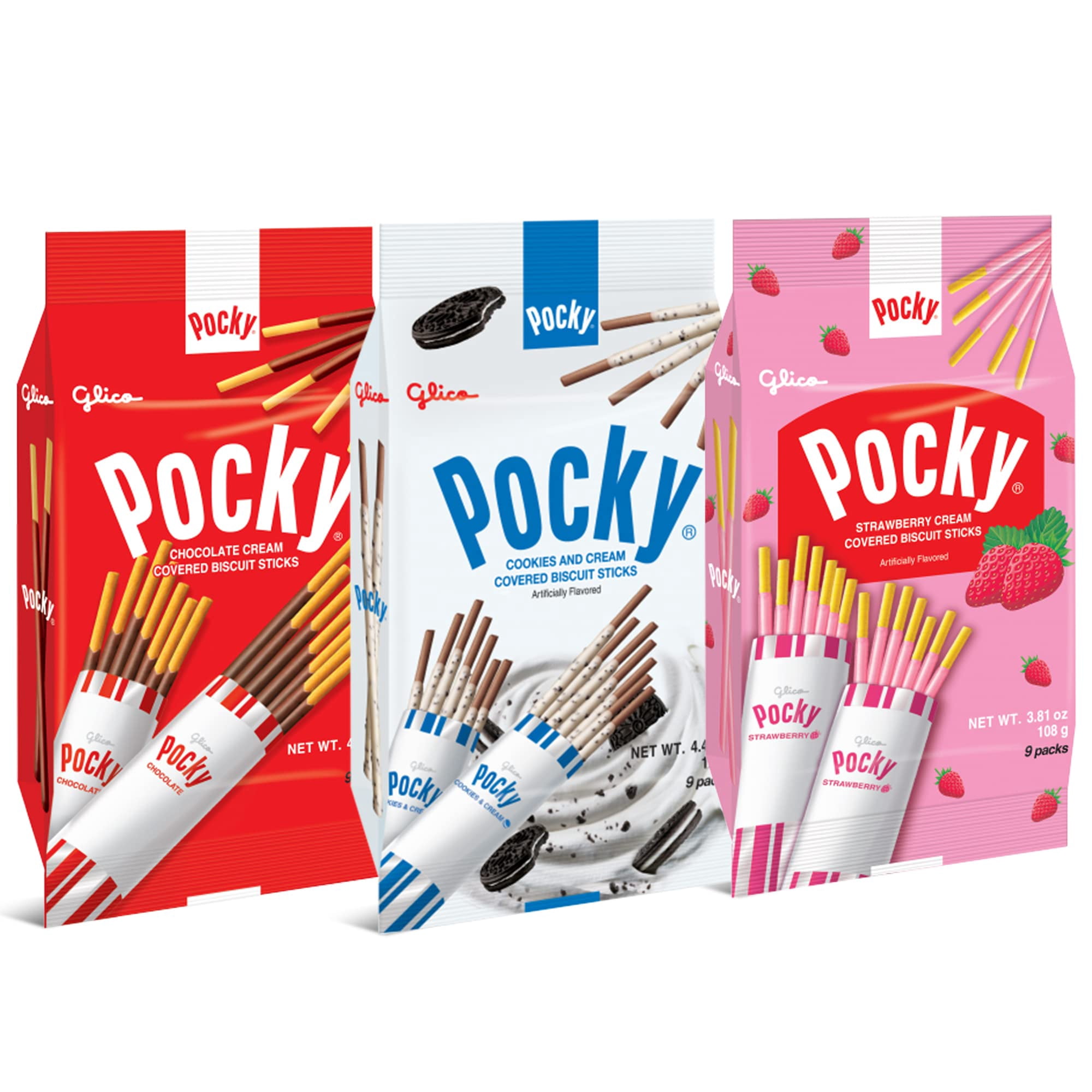Pocky Sticks Japanese Snacks DU20Variety Pack of 3 Poky Stix Strawberry ...