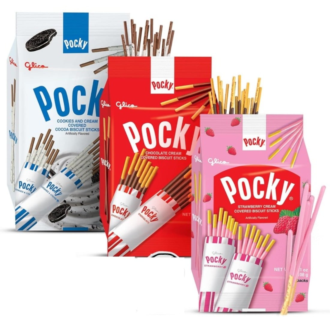 Pocky Sticks Japanese Snacks Variety Pack of 3 - Poky Stix Strawberry ...