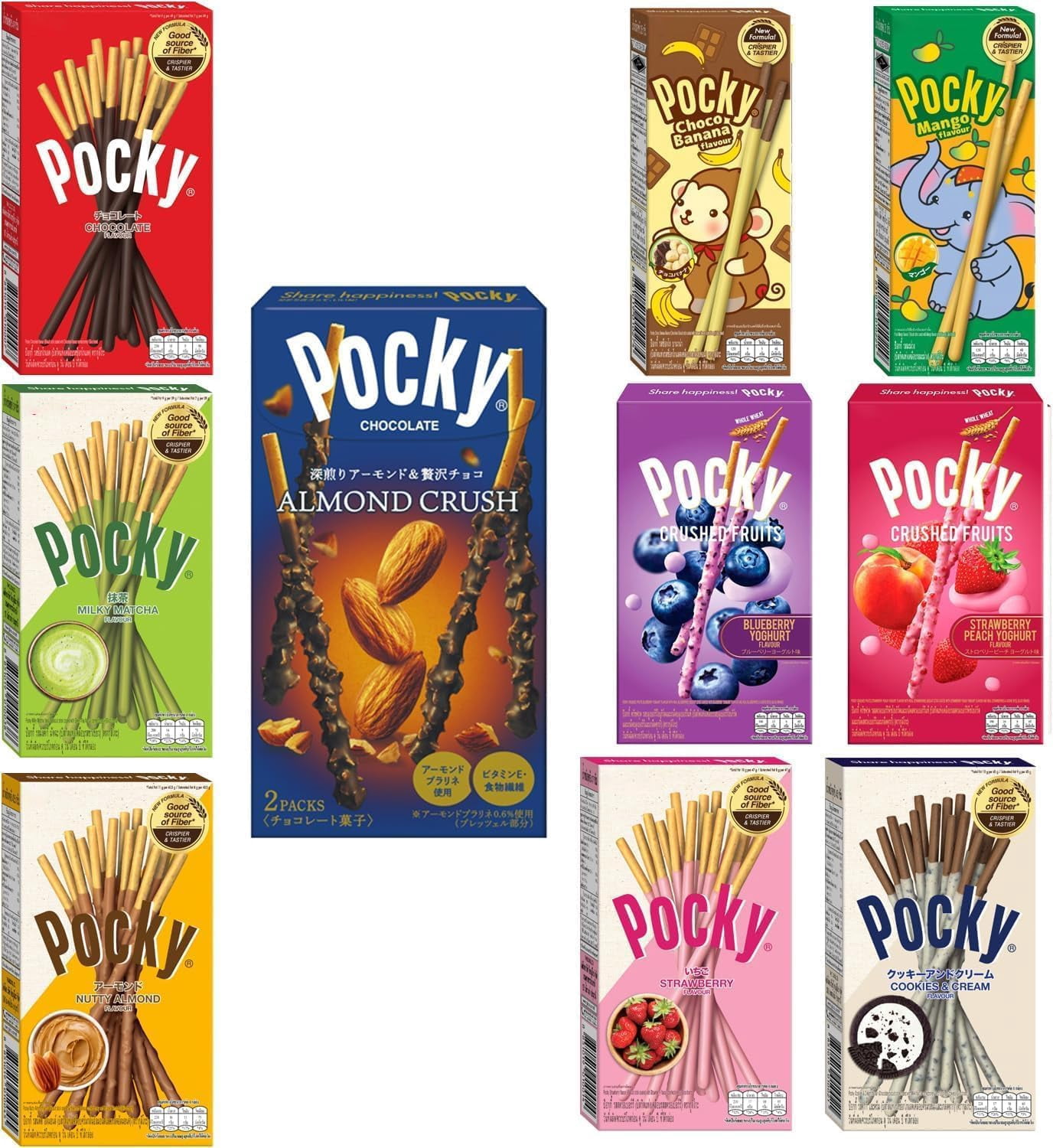 Pocky Variety Pack (Japanese VTF5 Snack Pocky Chocolate Biscuit Sticks ...