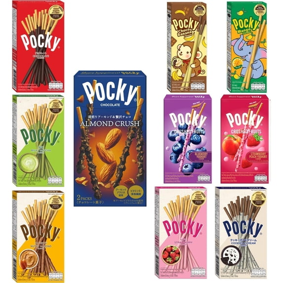 Pocky Variety Pack (Japanese VTF5 Snack Pocky Chocolate Biscuit Sticks ...
