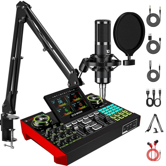 Podcast Equipment Bundle with 3.5mm Condenser Microphone for Pc/Phone ...