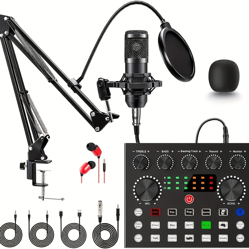 Podcast Equipment Bundle, Audio Interface with All In One Live Sound ...