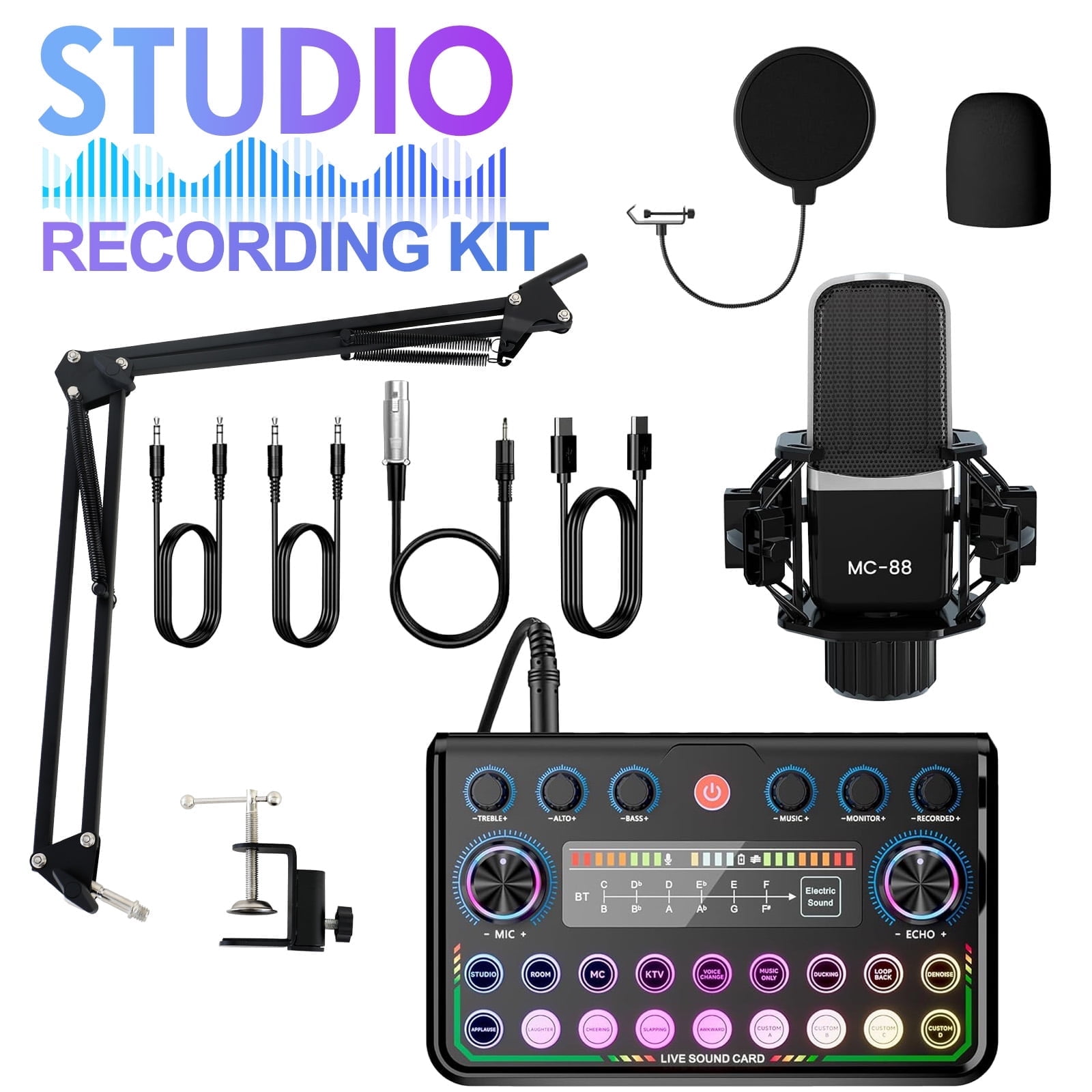 Podcast Equipment Bundle, Audio Interface with Condenser Microphone ...