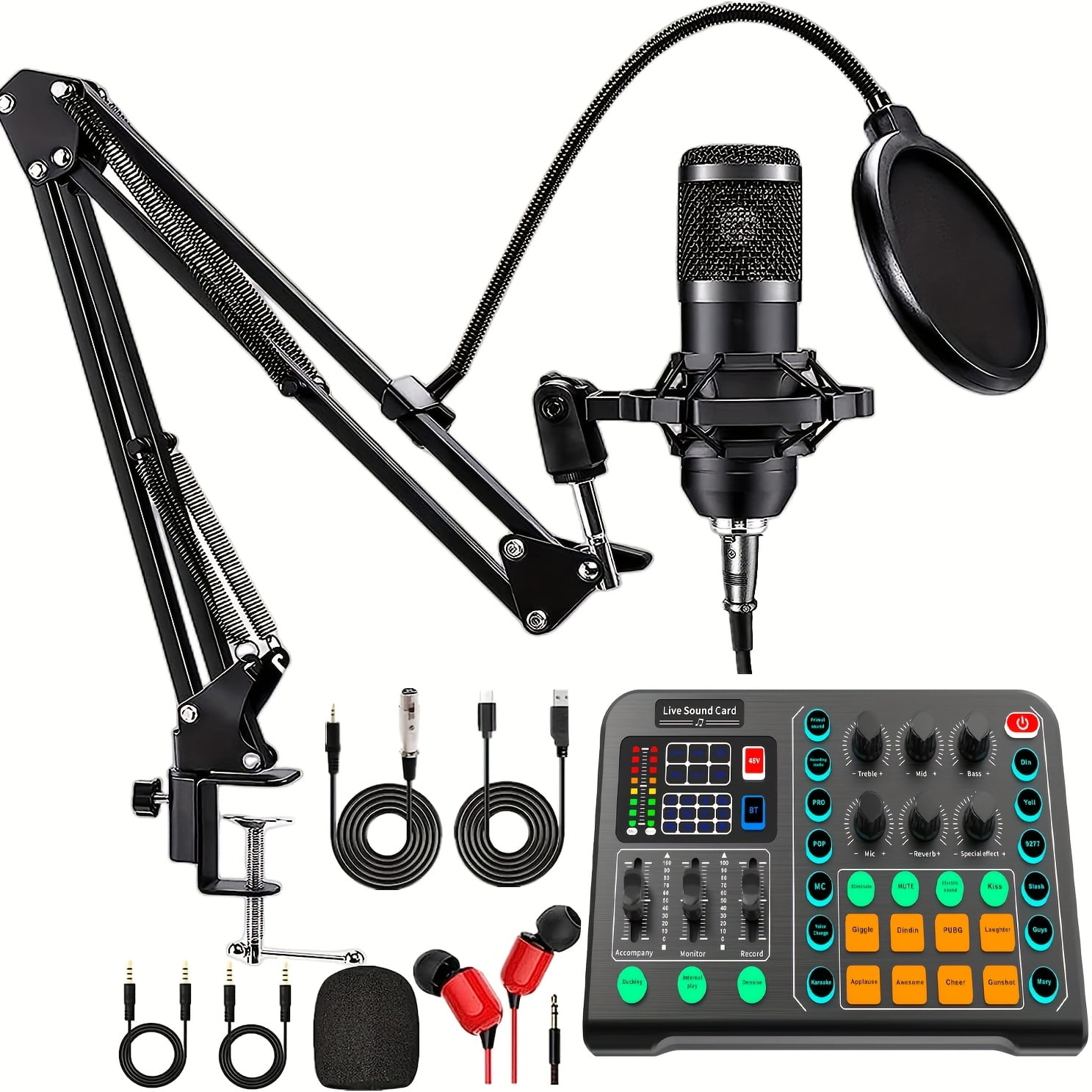 Podcast Equipment Bundle, BM-800 Recording Studio Package With Voice ...