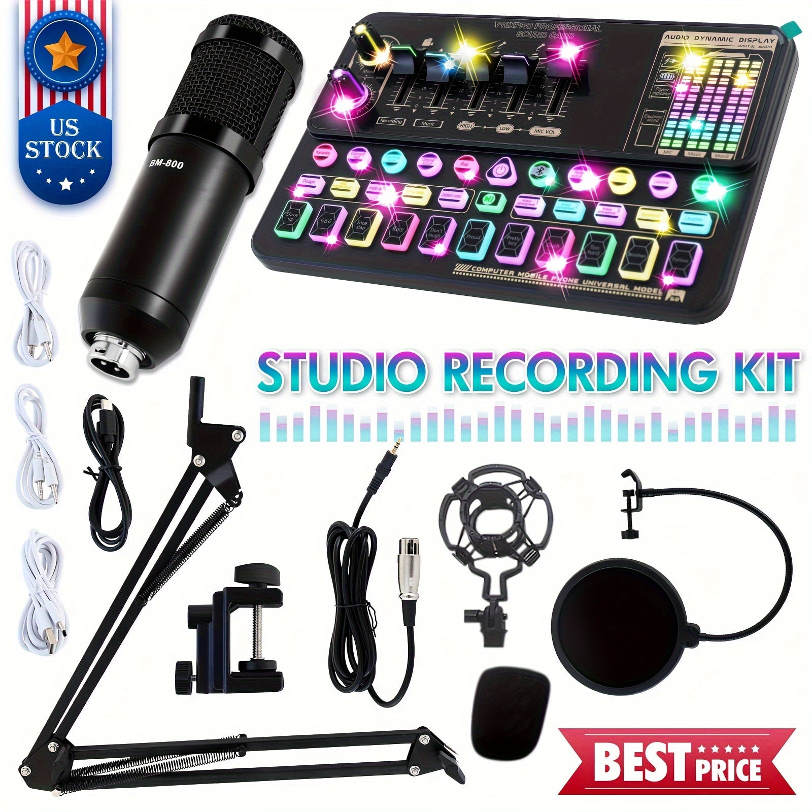 Podcast Equipment Bundle, BM-800 Recording Studio Package With Voice ...