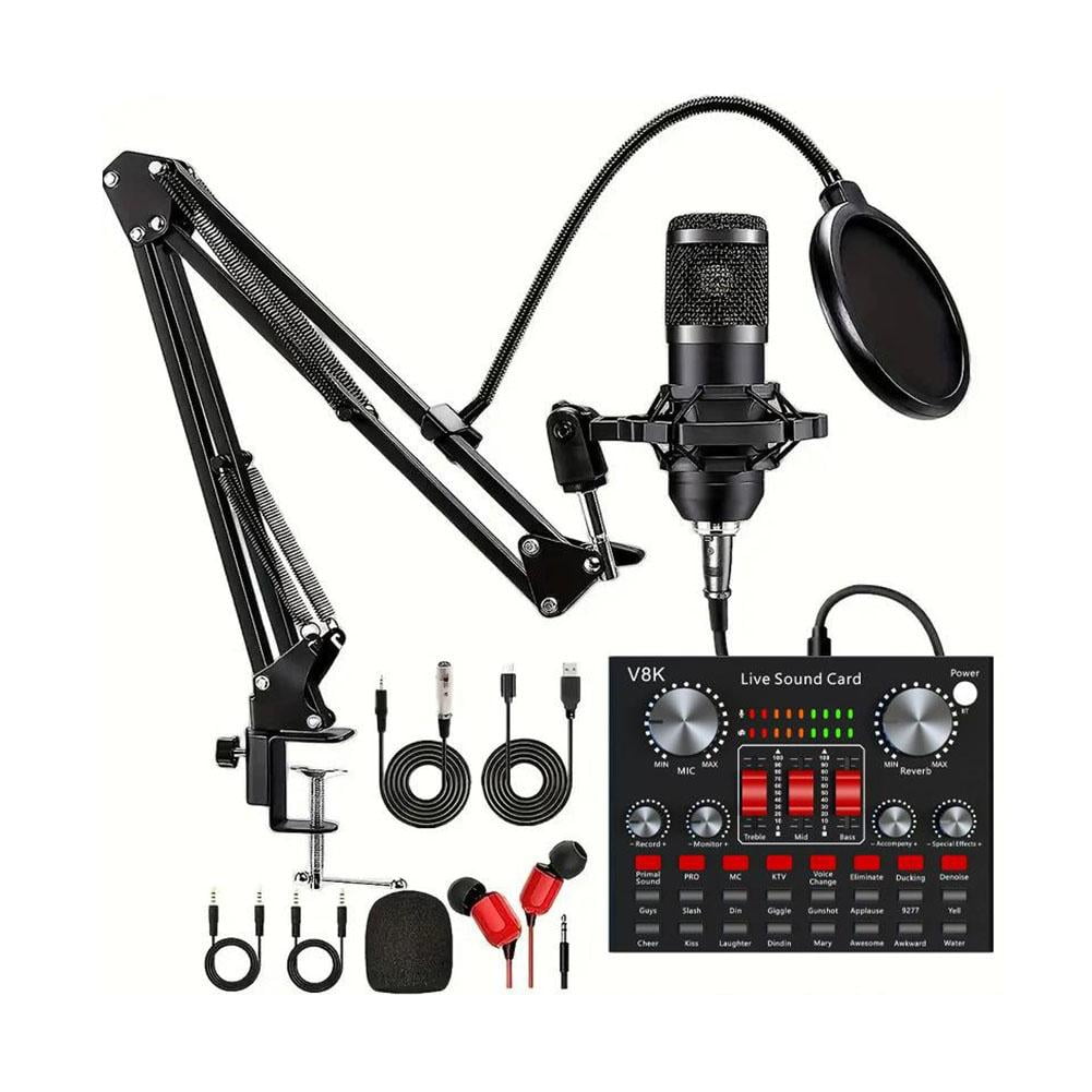 Podcast Equipment Bundle Kit, Recording Studio Equipment with BM800 Podcast Microphone and V8 ...