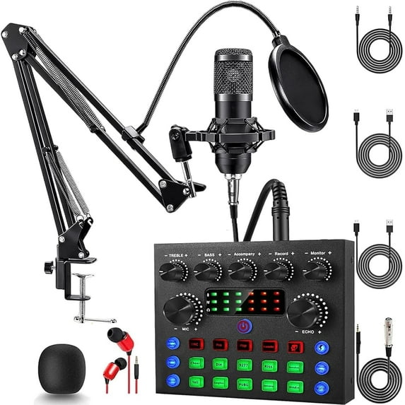 Podcast Equipment Bundle, Microphone Bundle with BM-800 & V8s Sound ...