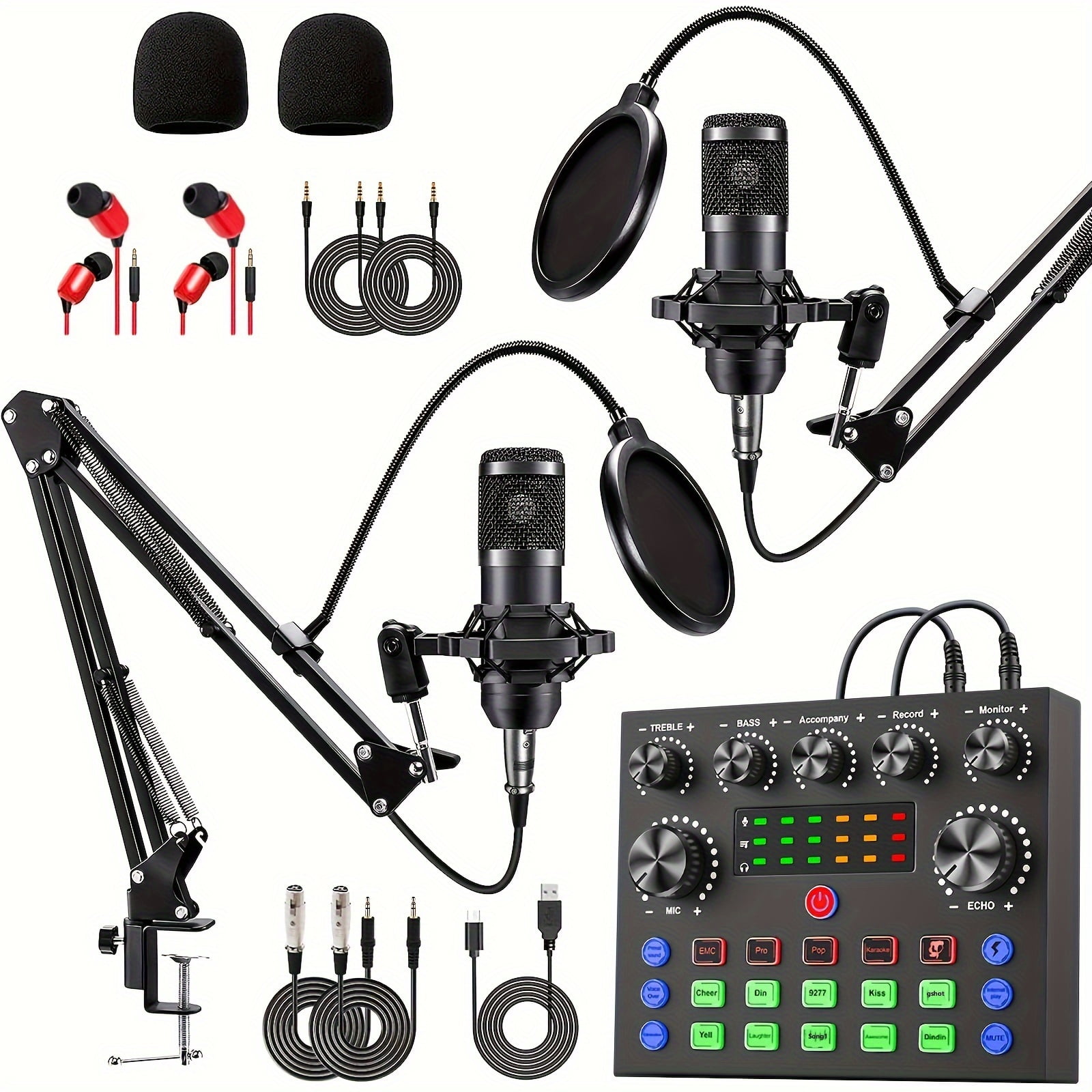 Podcast Equipment Bundle, V8s Audio Interface, Wired Microphone With ...