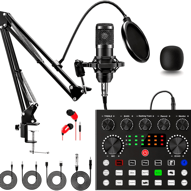 Podcast Equipment Bundle, Wired Microphone, Audio Interface with All In ...
