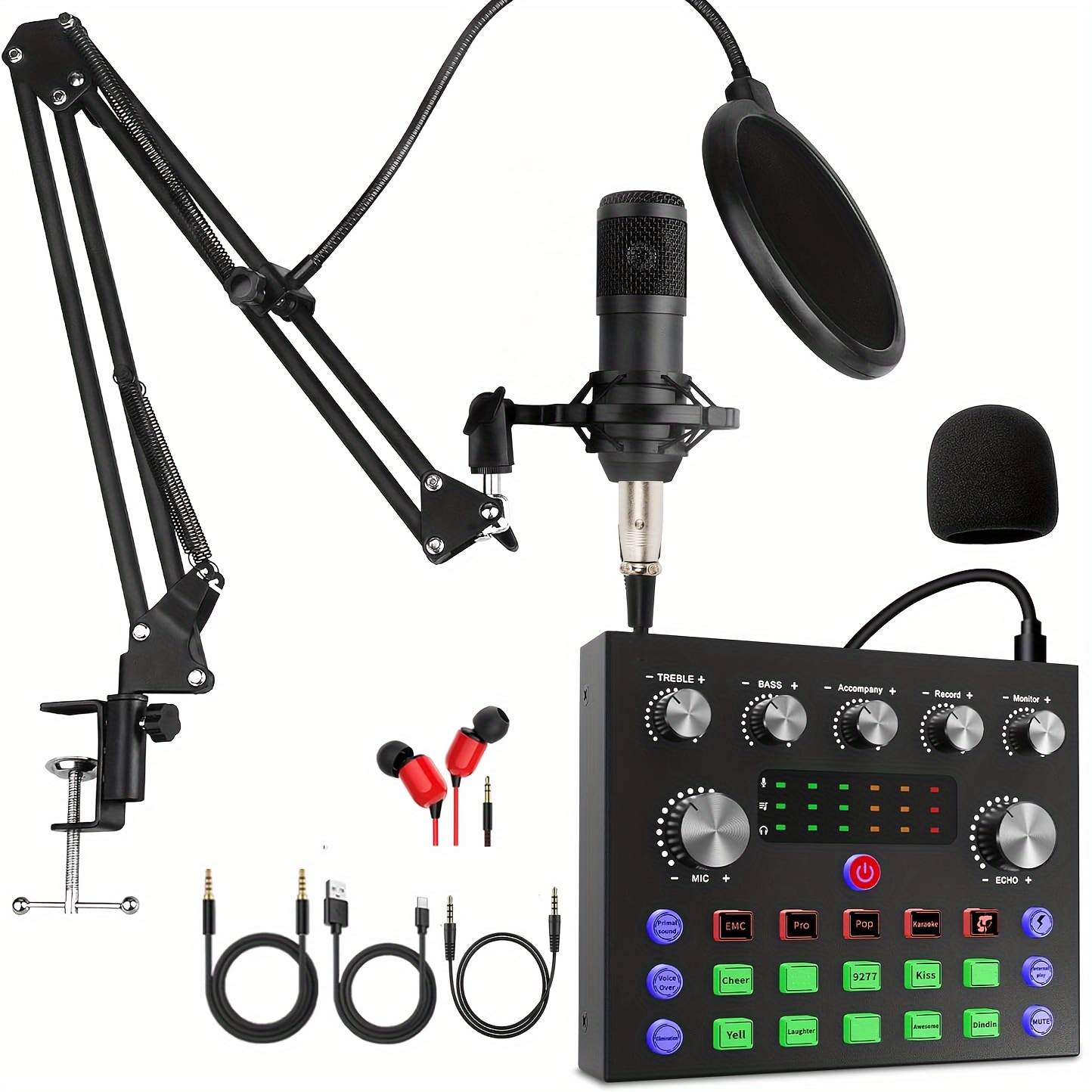 Podcast Equipment Bundle, Wired Microphone, BM800 Podcast Condenser ...
